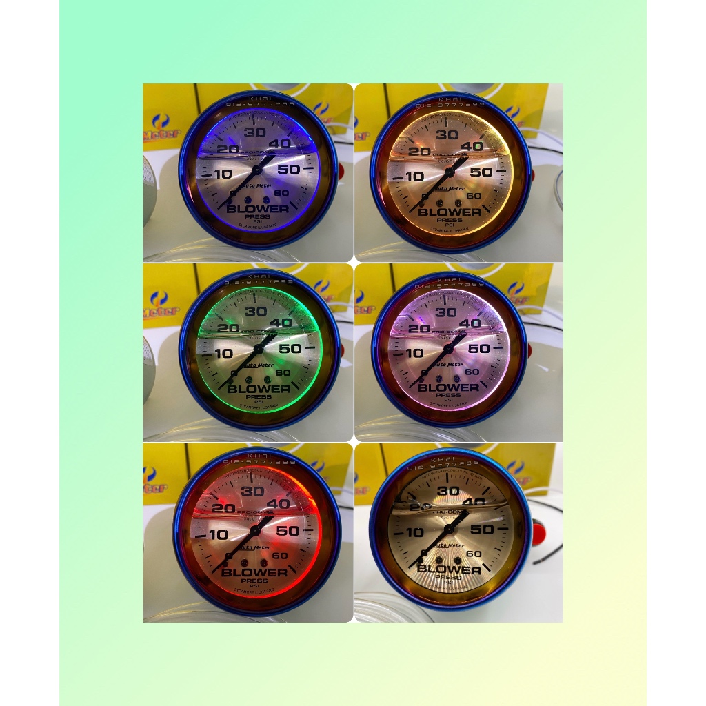 5 Colour 4x4 Auto Meter Blower Meter Gauge 35PSI 60PSI Titanium Gold ...