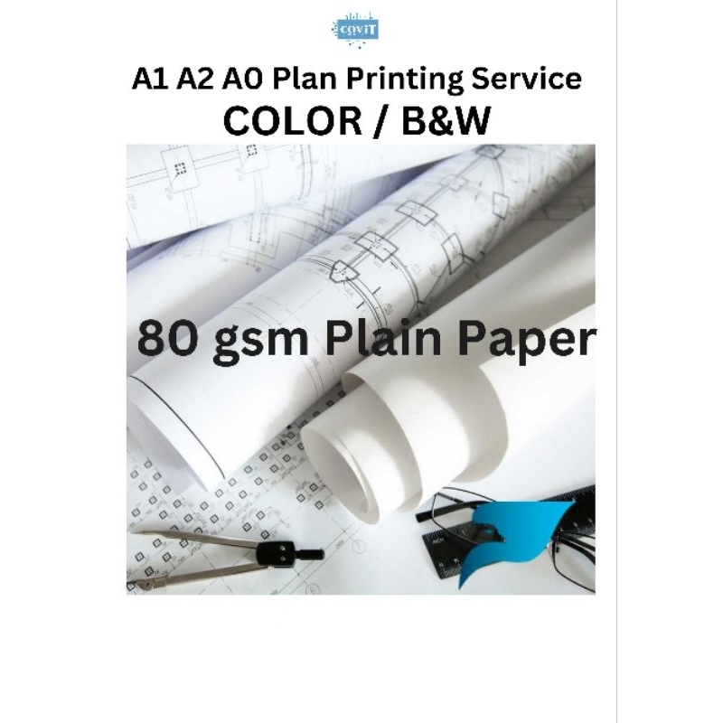 Print A0 A1 A2 Plan / Drawing print . Colour / B&W . 80gsm plain paper ...