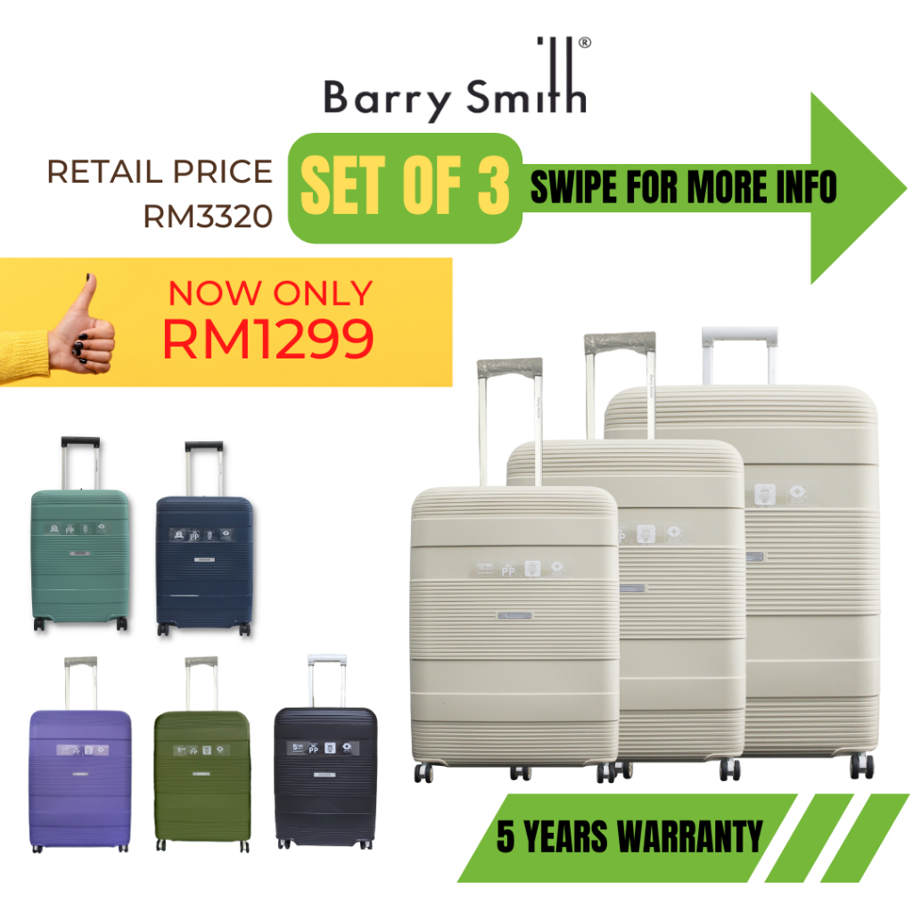 Barry Smith (BSIKD Set-of-3) PP Zipless Hardcase Luggage | Shopee Malaysia