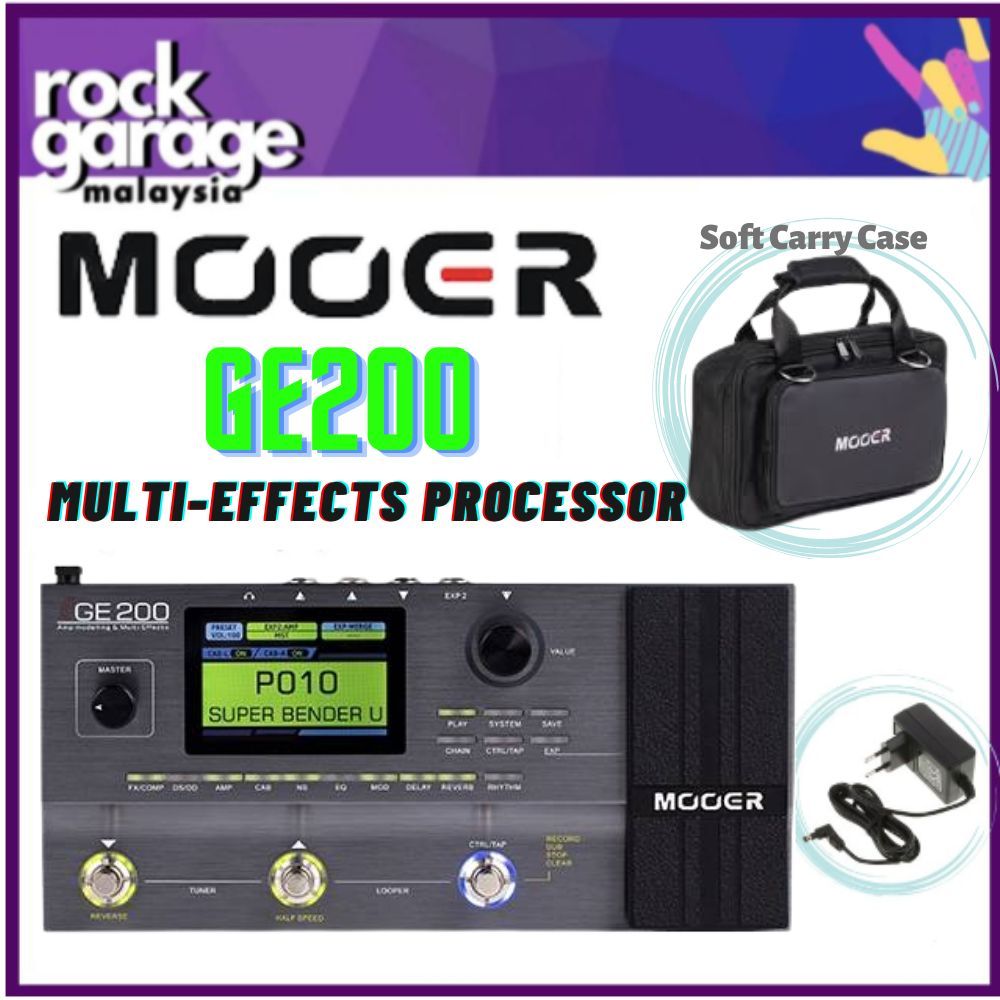 Mooer GE200 Multi-Effects Processor + SC-200 Soft Carry Case ( GE-200 ...