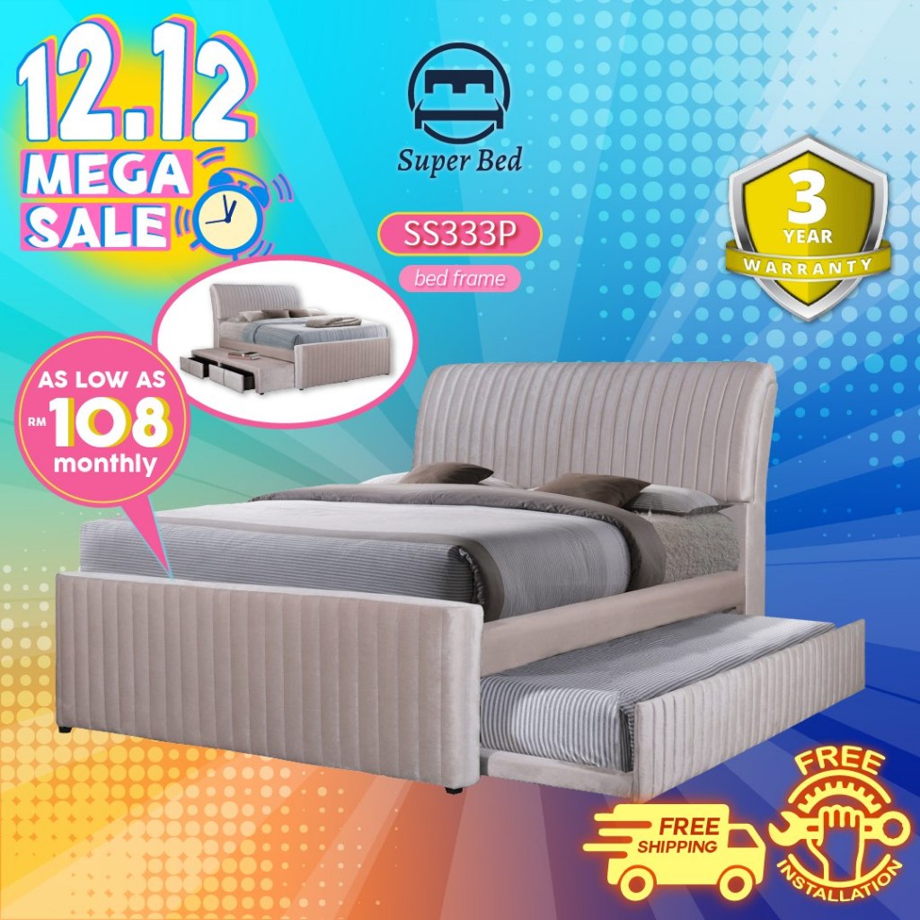 Super Bed SS333P High Quality Solid Wood bed frame set Headboard with ...