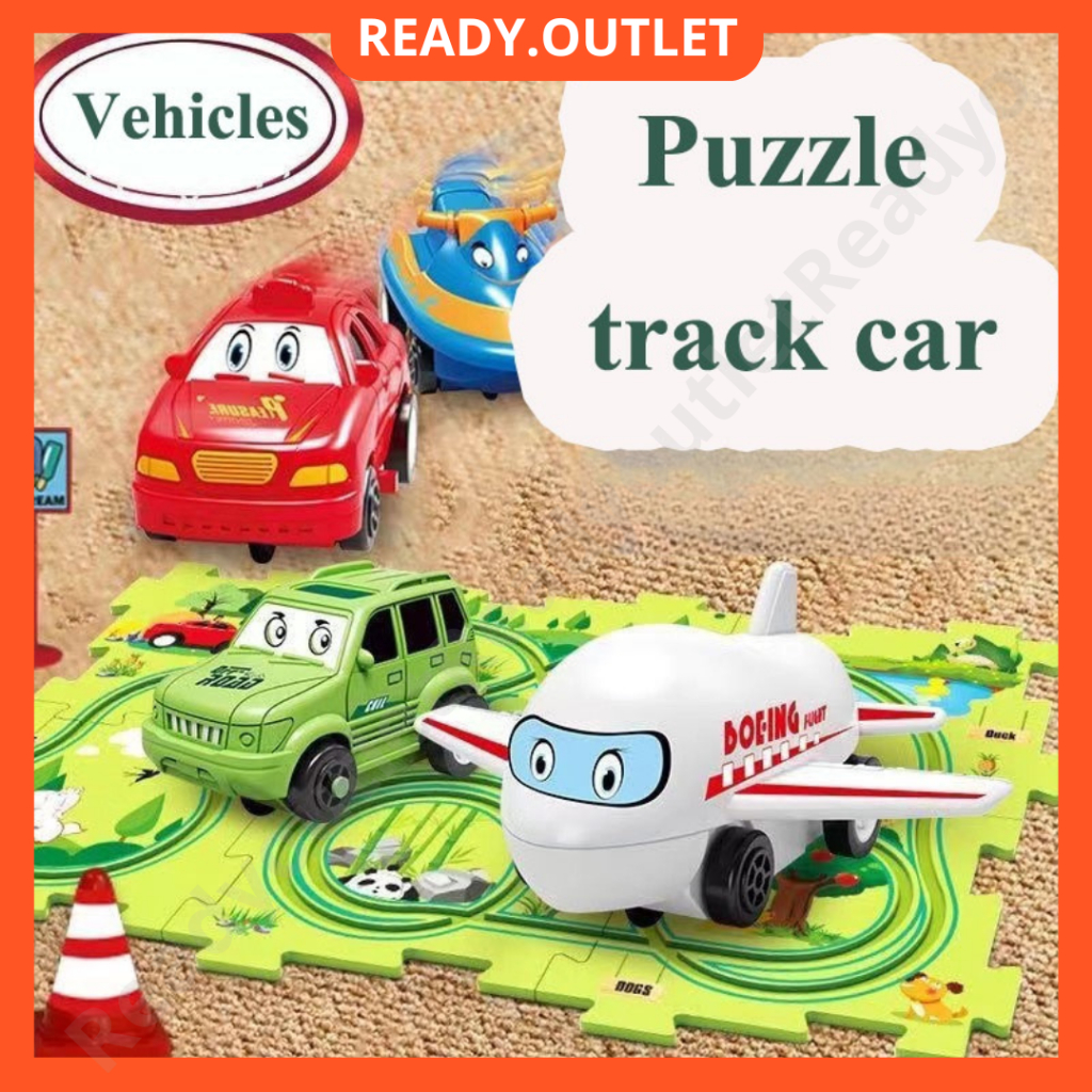 25PCS Track Car Montessori Vehicle Puzzle Track Set Race Dinosaur Land ...