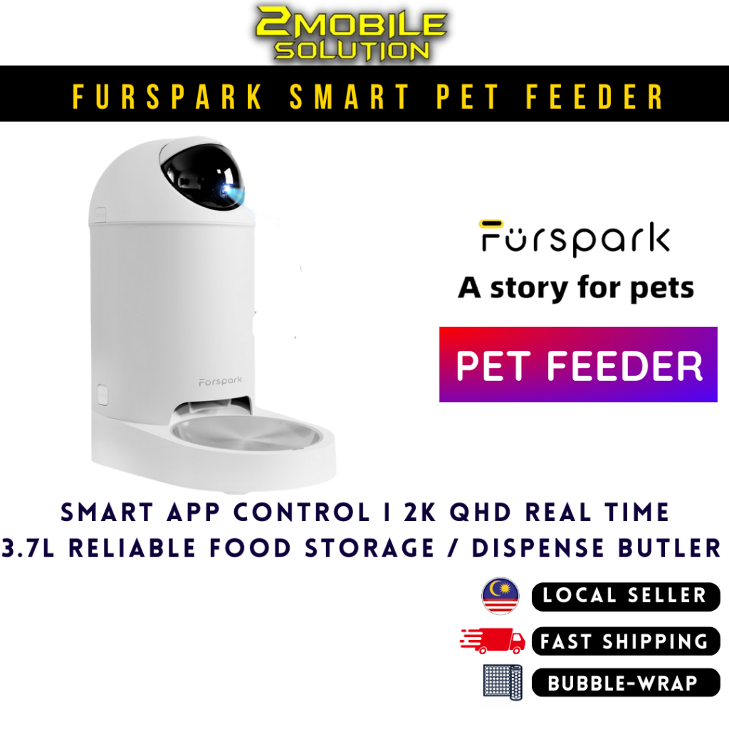 FURSPARK Big Eye Smart Pet Feeder [2K Real Time I Two-Way Sound IAi Powered Sitter ICustomize ...
