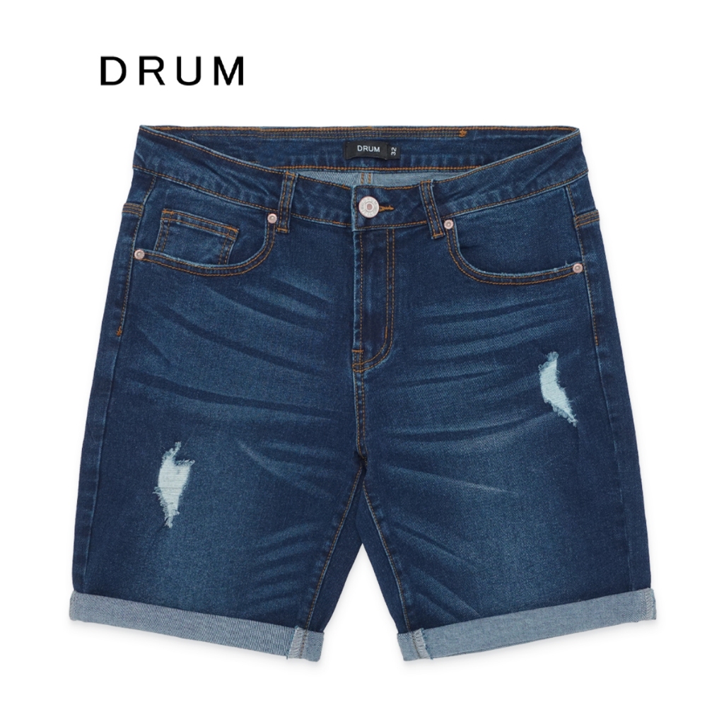DRUM Classic Ripped Short Jeans- White | Shopee Malaysia