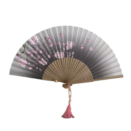 Elegant Floral Black Bamboo Hand Fan Kipas Tangan Lipat Buluh Corak ...