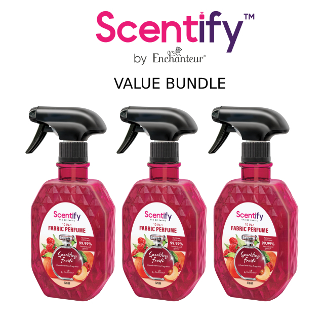 Scentify Eau De Fabric Sparkling Fruite 370ml (Bundle of 3) | 2X Long-Lasting Parfum | Removes ...