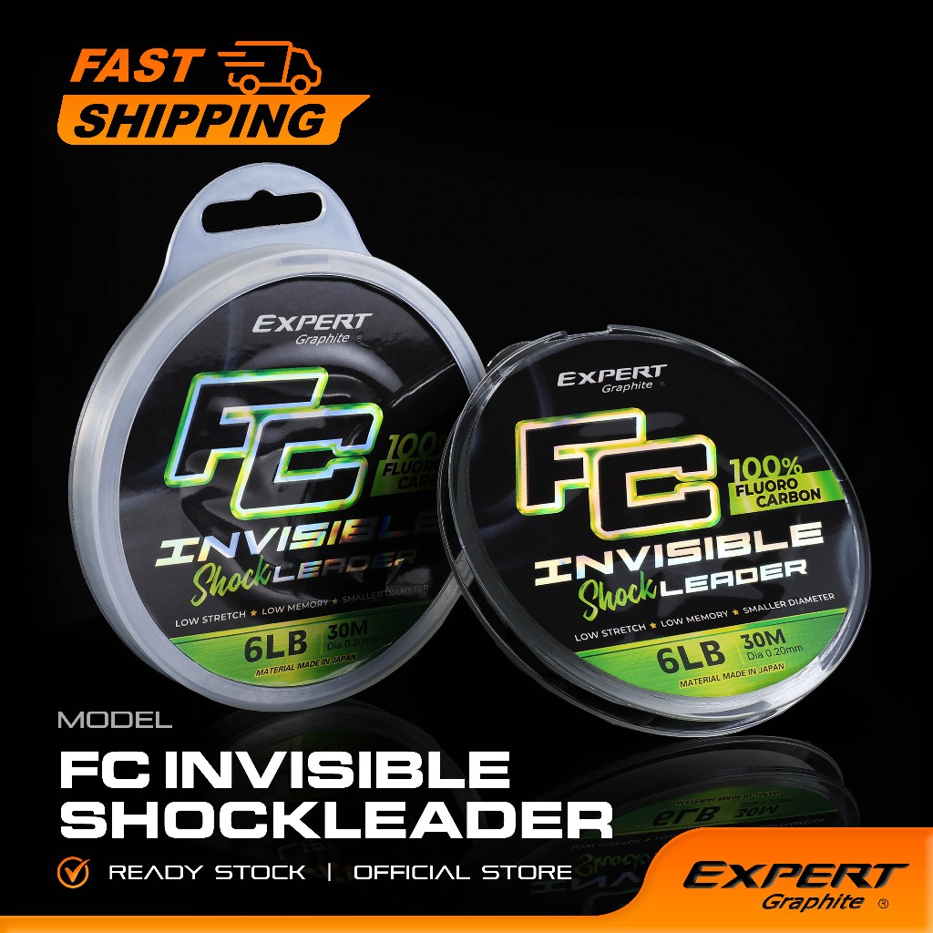 Expert Graphite FC 100% Flurocarbon Shock Leader Leader Line 6lb 8lb ...