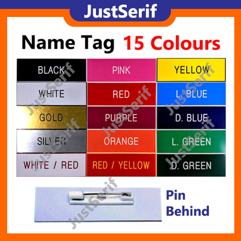 Name Tag Pin 1 line pengawas Rumi Colour Black Blue Red Yellow Green ...