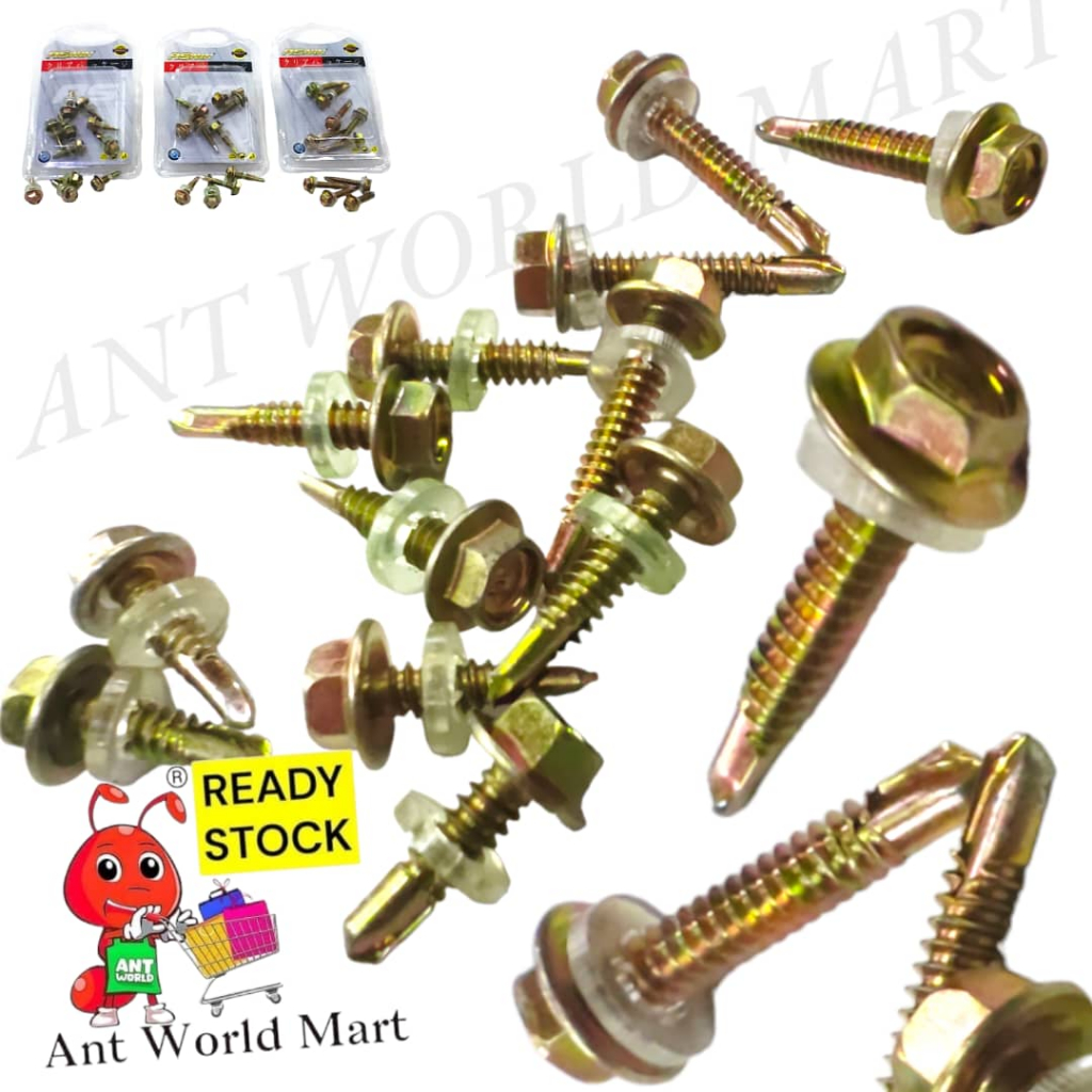 Iron Hex Head Self Drilling Screw Skru Atap Skru Bumbung Ikat Skru Besi ...