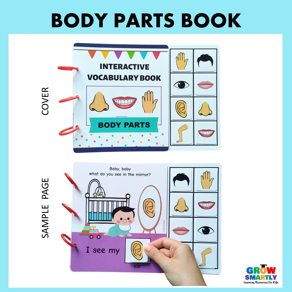 Body Parts Vocabulary SENTENCE BUILDING Interactive Book Busy Book ...