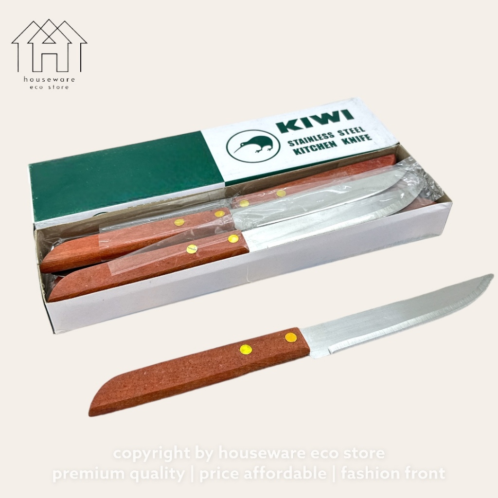 Kiwi Stainless Steel Knife Pisau Dapur Kitchen Wooden Handle Knife ...