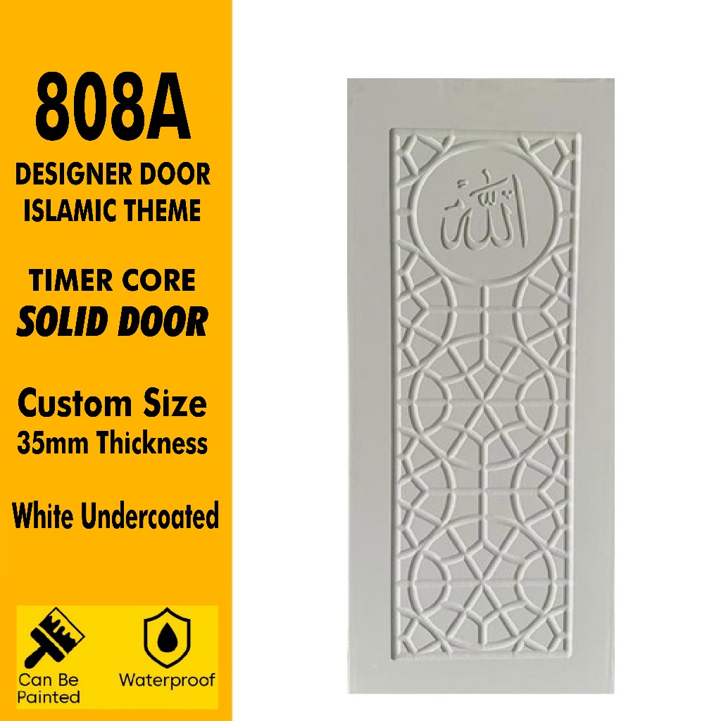 Solid Wooden Door Islamic Theme Custom Size Single Leaf Door / Pintu ...