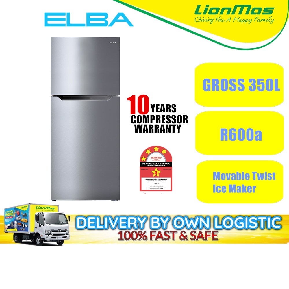 ELBA Ultimo Series 2-Door Refrigerator (350L) ER-G3529(SV) | Shopee ...