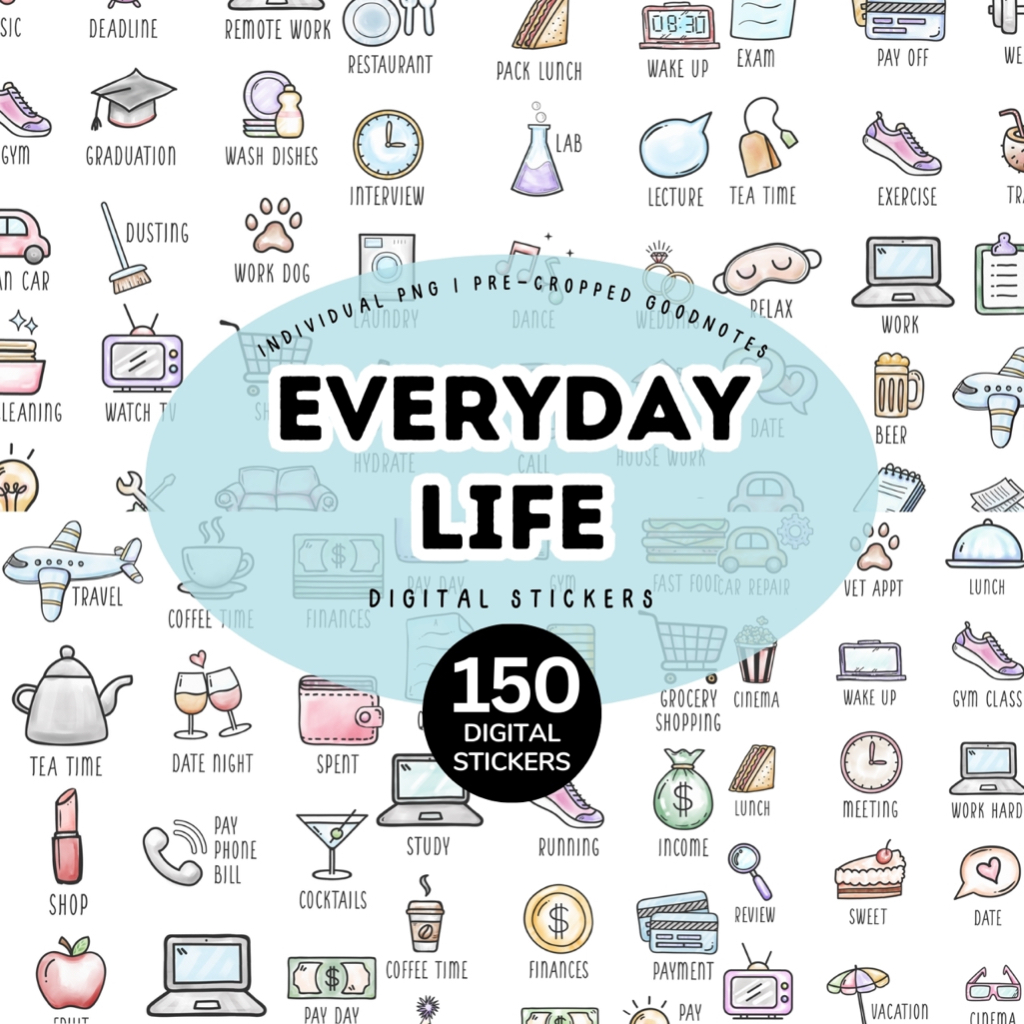 Everyday Life Digital Sticker PNG / Digital Sticker Goodnotes Sticker ...