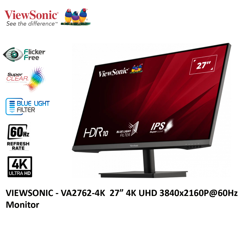 Viewsonic 27" VA2762-4K LED 4K UHD 3840x2160P@60Hz SuperClear IPS Panel ...