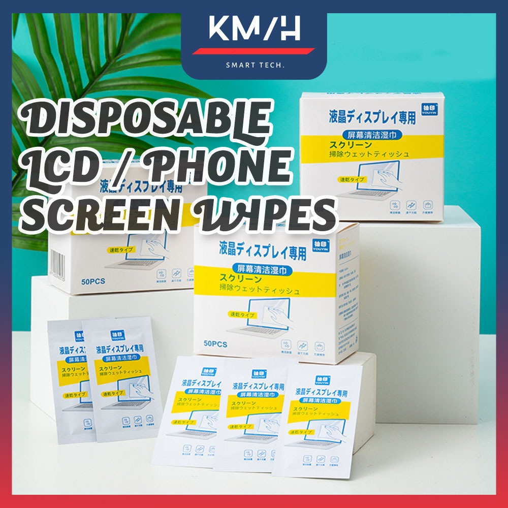 KMH 50pcs Disposable Mobile Phone LCD Screen Wipes Disposable Wet Wipes ...