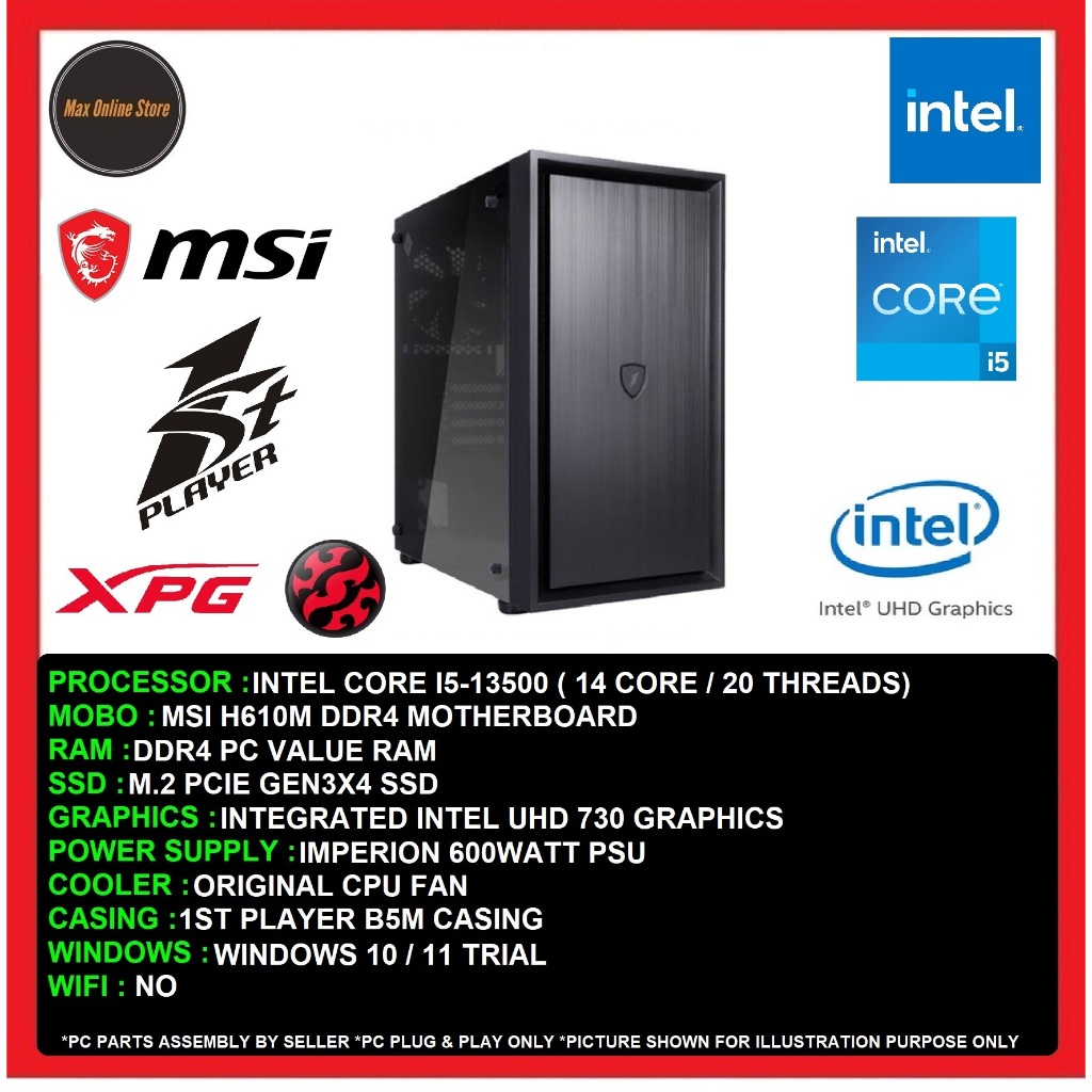 Office Value PC Desktop Intel Core i5-13500/8GB/16GB/256GB SSD/512GB ...