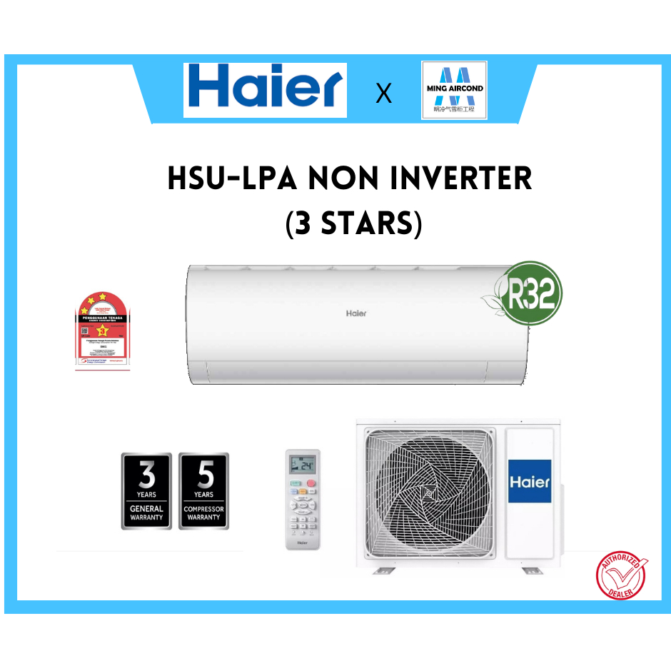 [HAIER] NON INVERTER R32 WALL MOUNTED AIRCOND 1.0HP 1.5HP 2.0HP 2.5HP ...