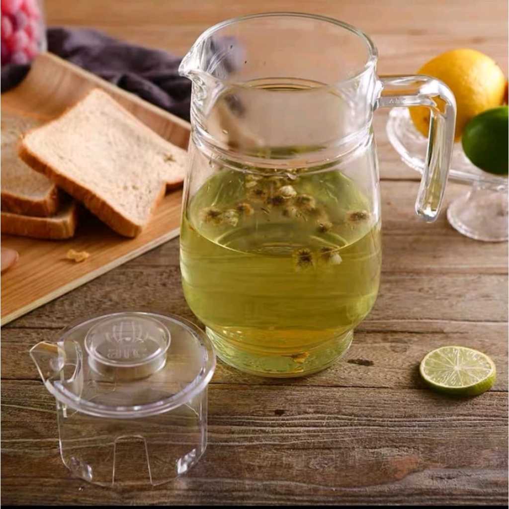 1.6L transparent glass water jug with lid jug kaca berpenutup tahan ...