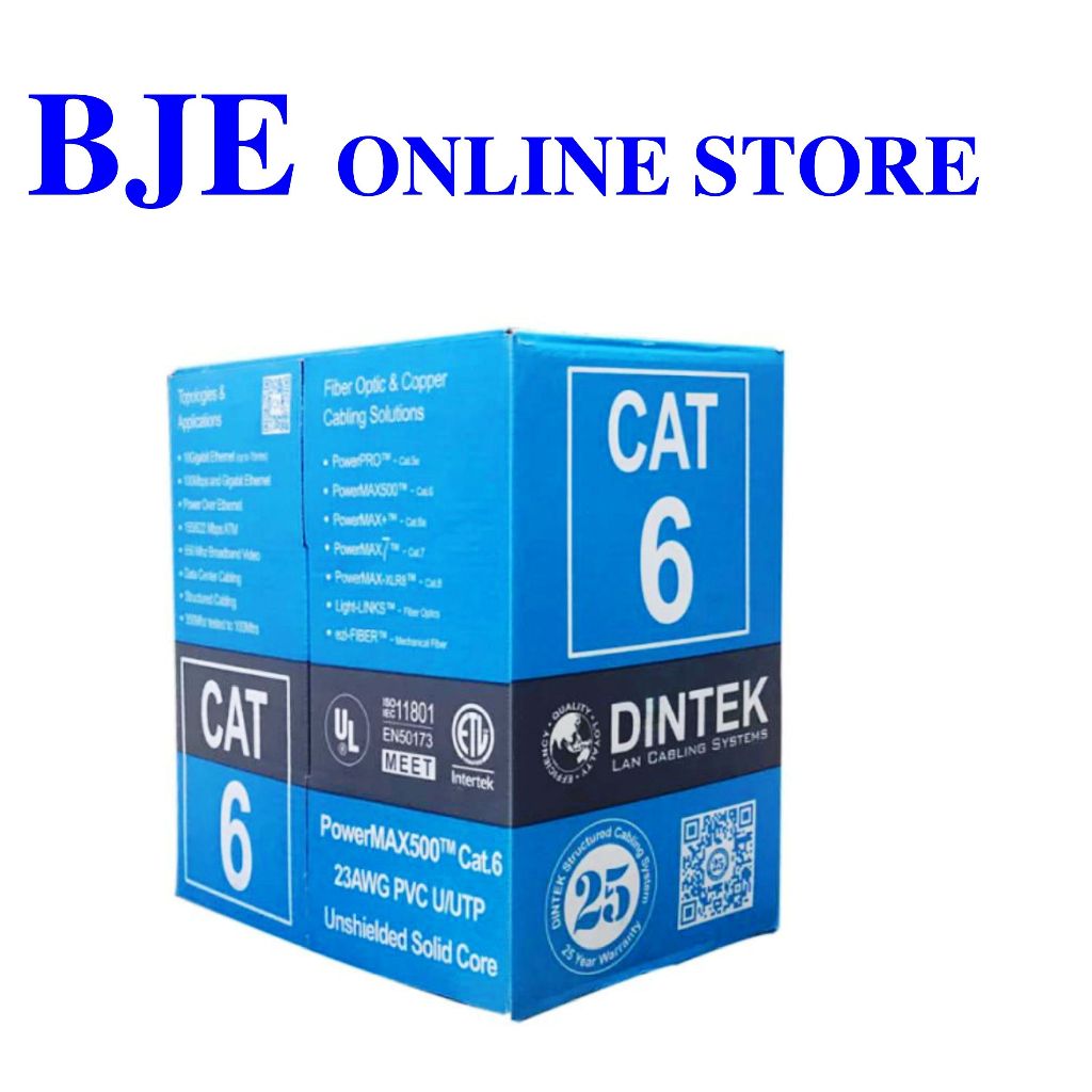 DINTEK CAT6 23AWG PVC Full Copper Network Cable (305m) - Blue Jacket ...