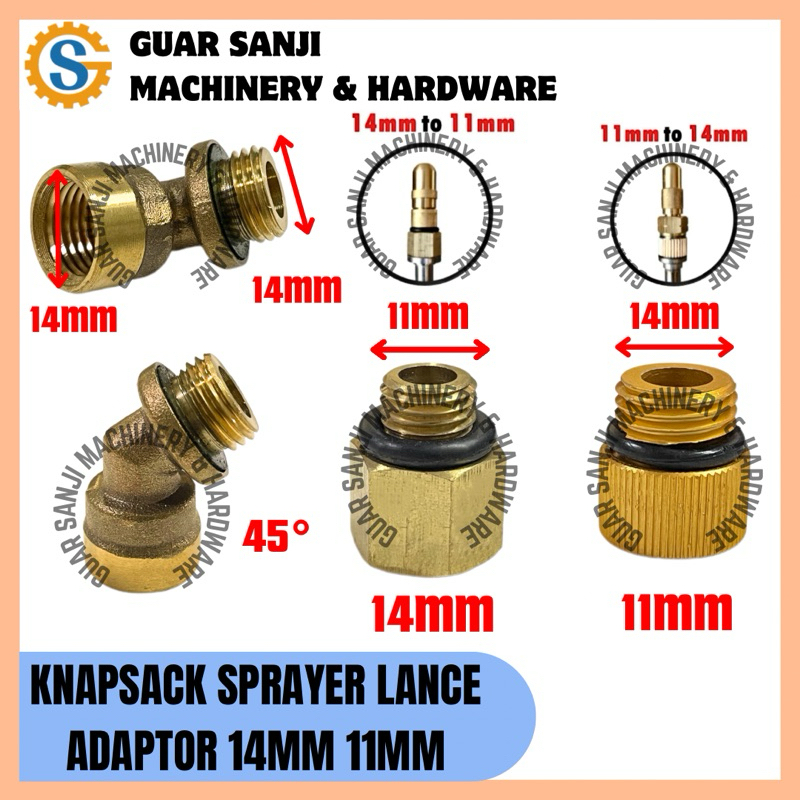 KNAPSACK SPRAYER LANCE ADAPTOR ADAPTER BATTERY PUMP RACUN 11MM 14MM ...