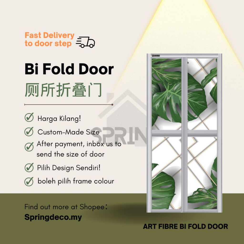 ArtFibre BiFold Door Aluminium Pintu Bilik Air Aluminium White / Black ...