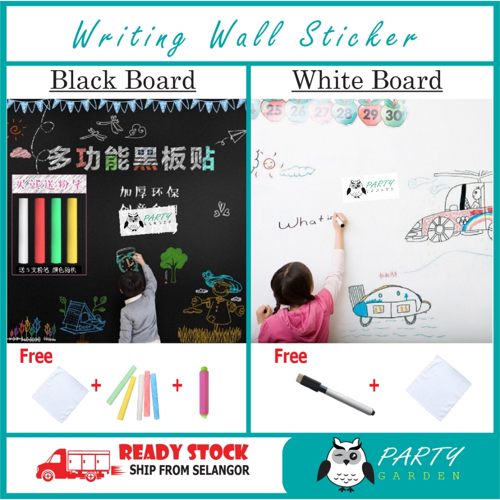 Removable Peel & Stick Whiteboard Blackboard Chalkboard Wall Sticker ...