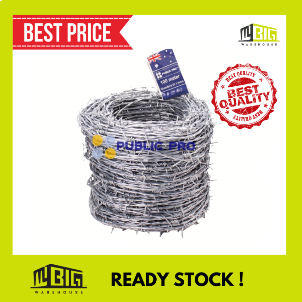 Public Pro® 100M Dawai Kawat Duri Pagar GI | Standard GI Barbed Wire ...