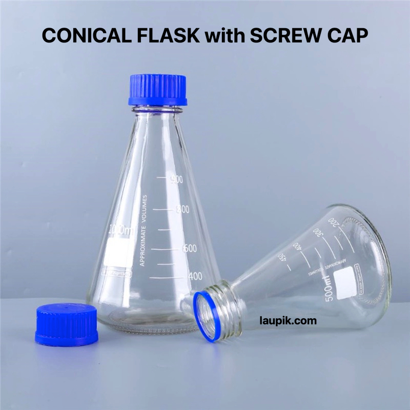 Conical Flask ( Glass ) With Screw Cap GENERIC | Shopee Malaysia
