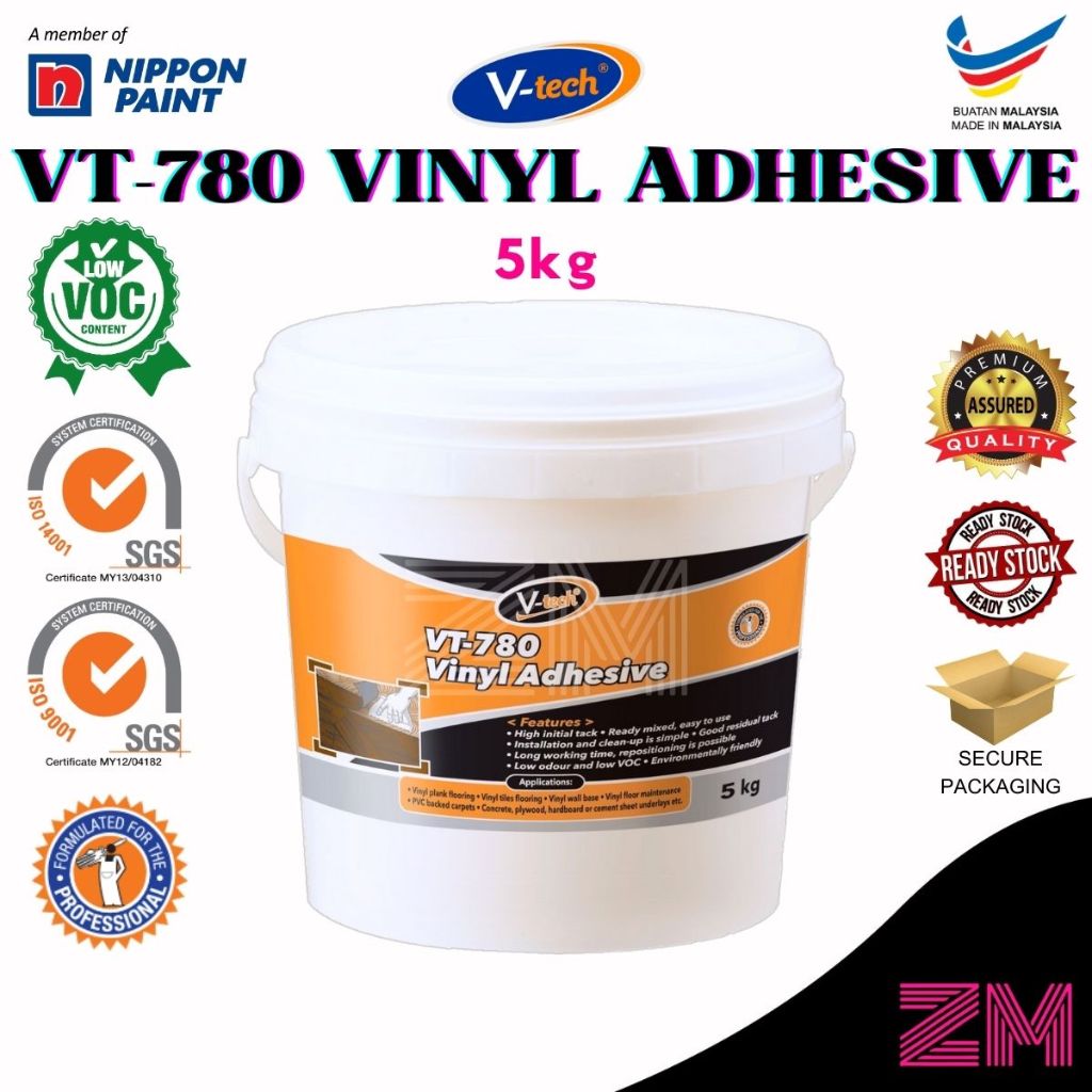Vtech VT-780 5KG Vinyl Adhesive Sealant Flooring Glue Gam Lantai Vinyl ...