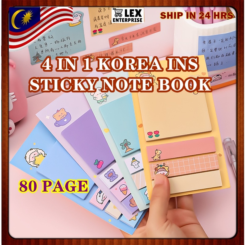 4 IN 1 Cute Animal Shape Creative Big sticky notes notebook Cute note ...