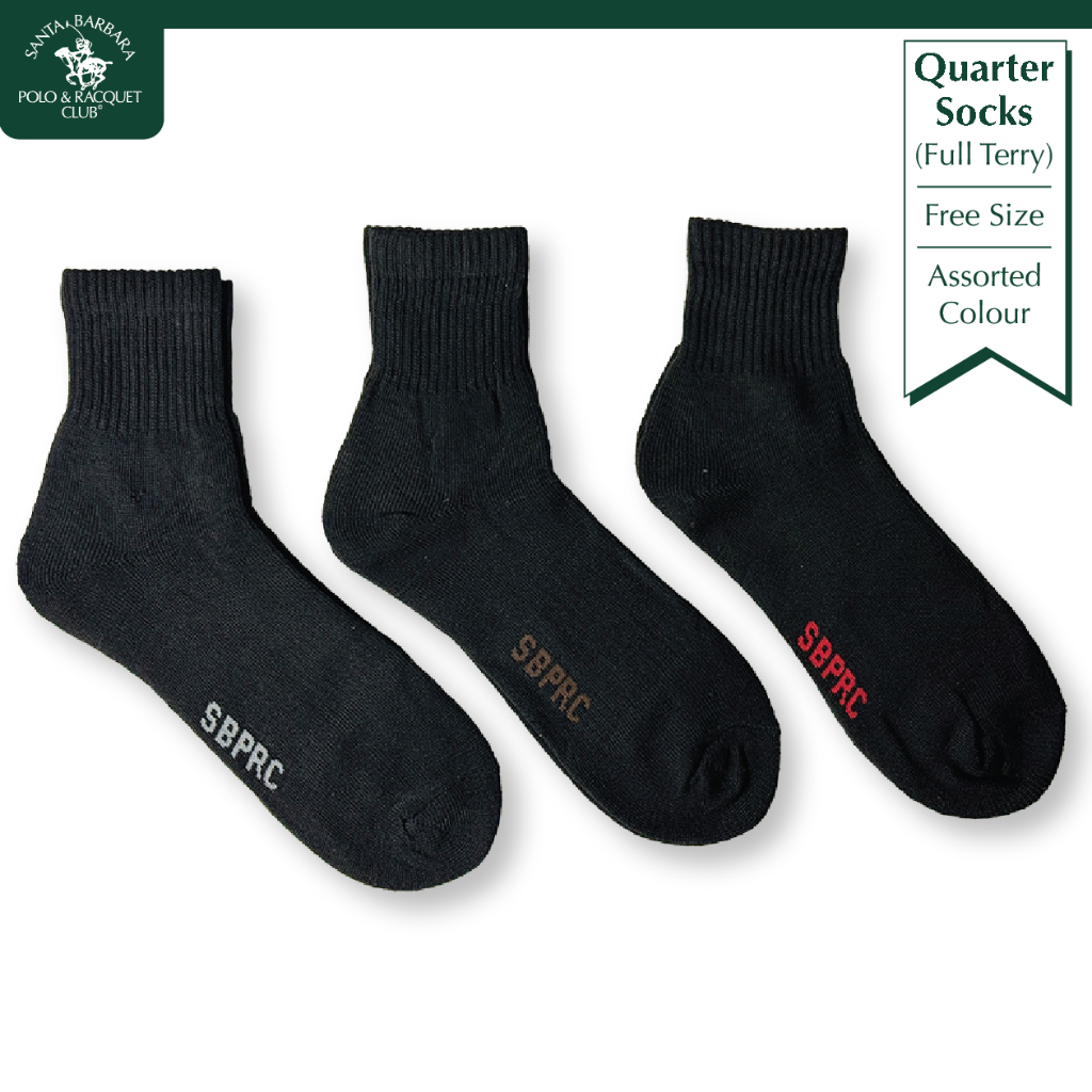SBPRC 3000 Men's Full Terry Quarter Socks 3 in1 Pack Rich Cotton ...