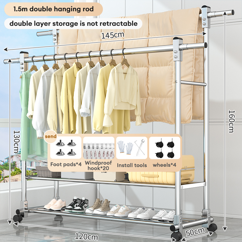 Oo ampaian baju Stainless Steel Clothes Hanger Rack Stand/Indoor ...