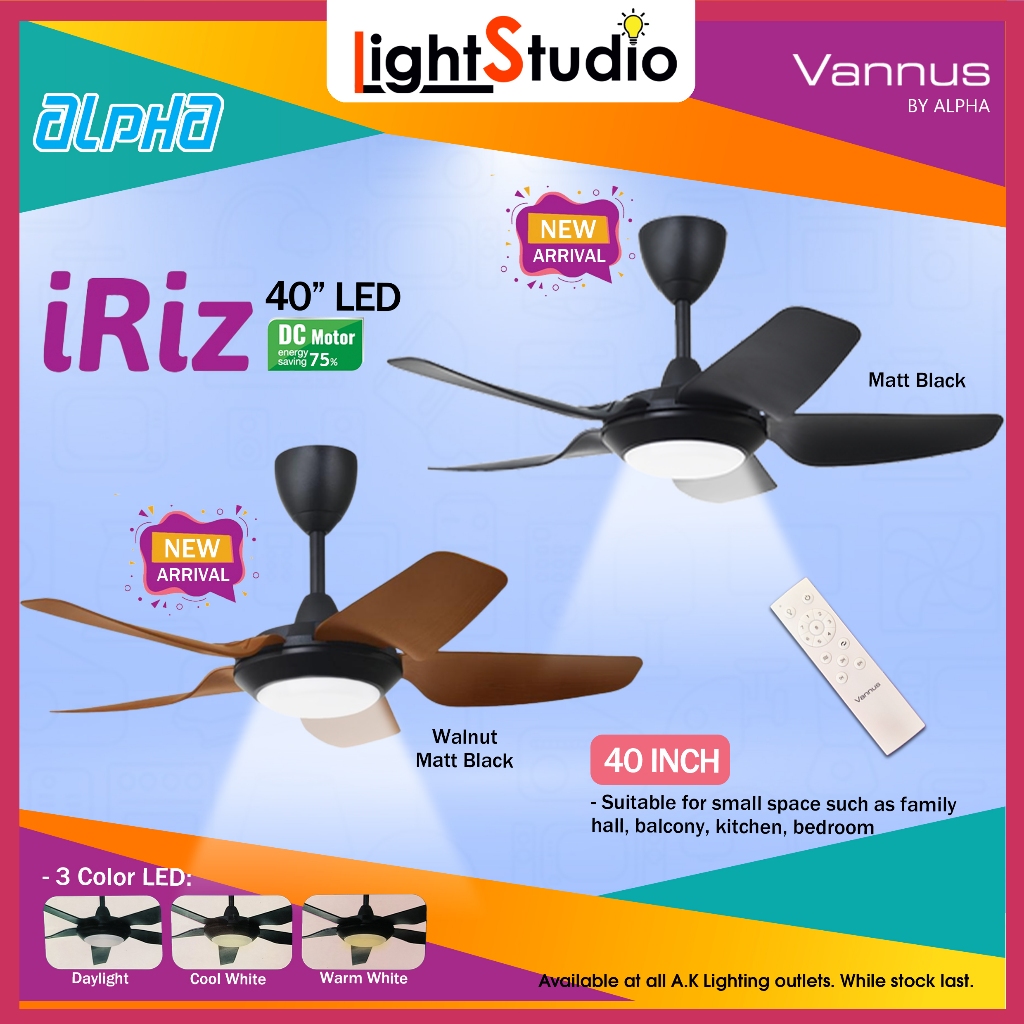 【5 Years Warranty】Alpha Vannus Iriz Ceiling Fan DC Motor 40"/56" With 3 ...