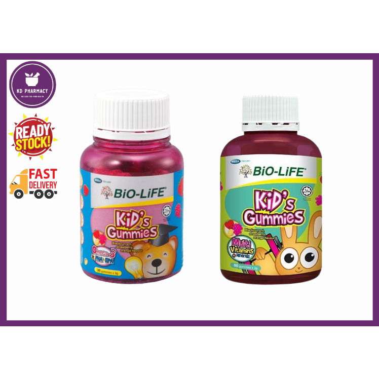 BIO-LIFE Kid's Gummies [Omega 3 + DHA & EPA (Blue) // Multivitamin ...