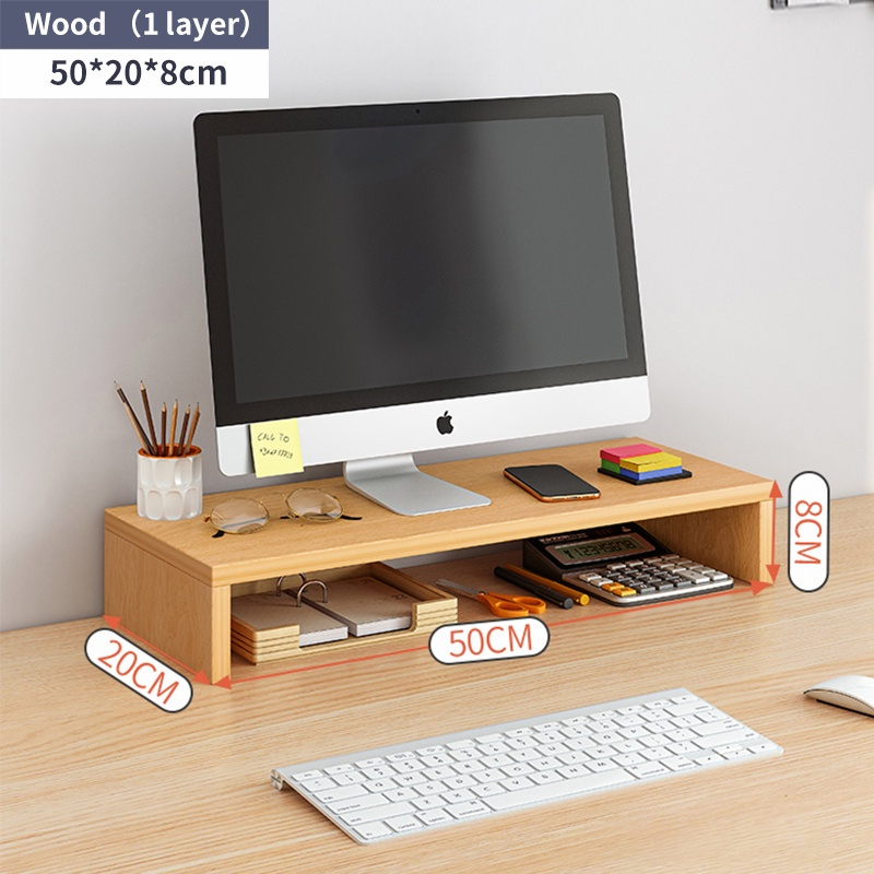 Computer Monitor Rack Drawer Wood Desktop Shelf 1/2 Layer Screen ...