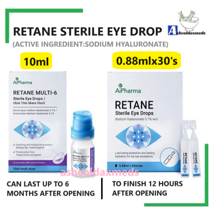 AiPharma Retane Sterile Eye Drops (30's) / Retane Multi-6 (10ml ...