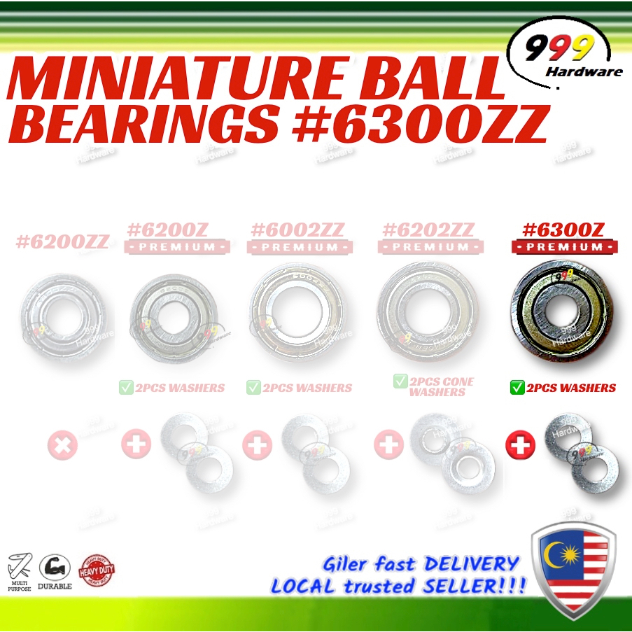 999 MINIATURE 6200 BALL BEARING DOUBLE SHIELDED / DEEP GROOVE / METAL ...