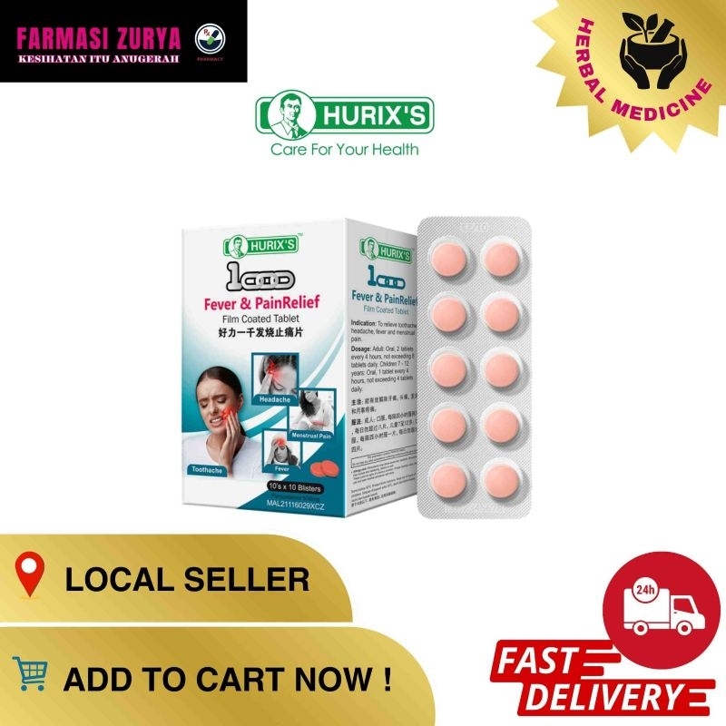 HURIX FEVER AND PAIN RELIEF 1000 | Shopee Malaysia