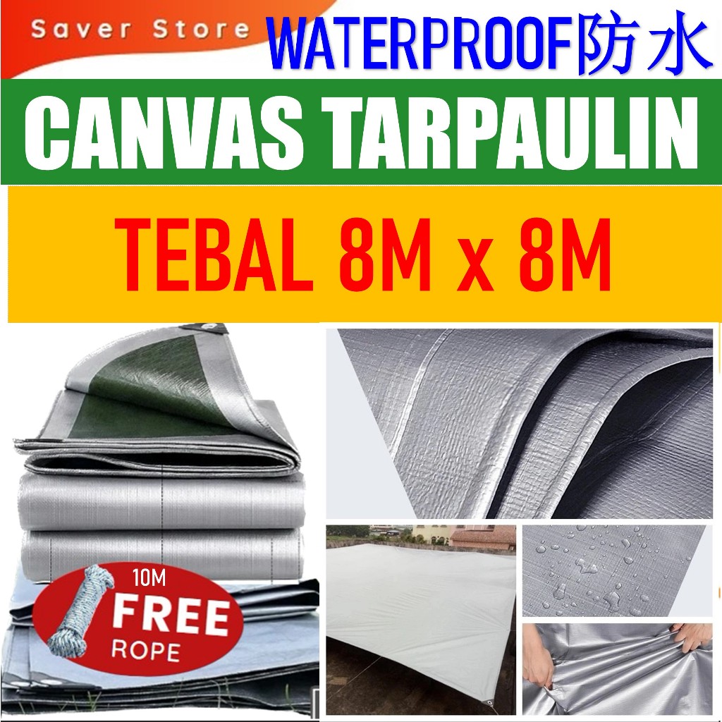 Kanvas Sunscreen Tarp [8M x 8M] Tarpaulin Rainproof Cloth Waterproof ...