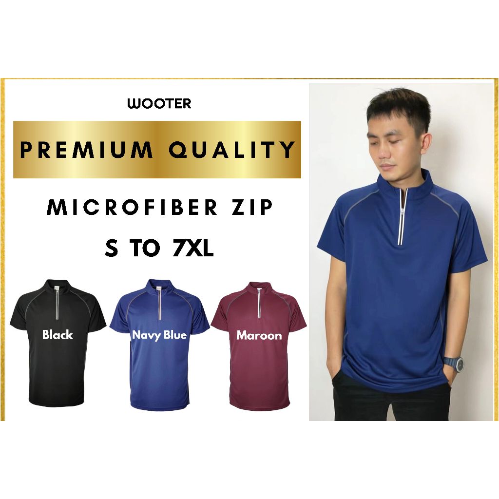 (SPECIAL PROMO) Premium Microfiber Zip Collar (S-7XL) Microfiber Stand Collar/Microfiber Collar ...