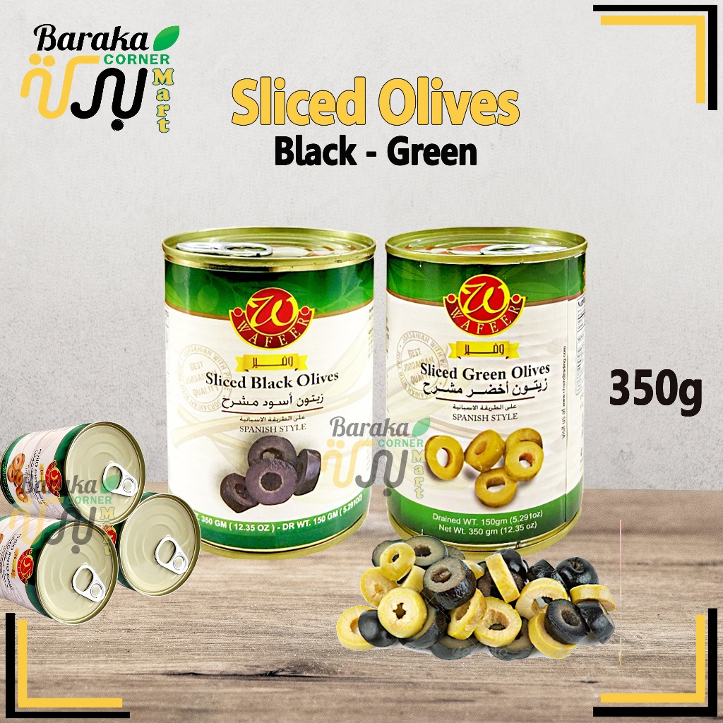 Wafeer Sliced Black Olive / Sliced Green Olives / Buah Zaitun 350g ...
