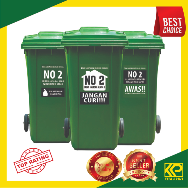 STICKER TONG SAMPAH CUSTOM BOLEH TULIS ALAMAT | Shopee Malaysia