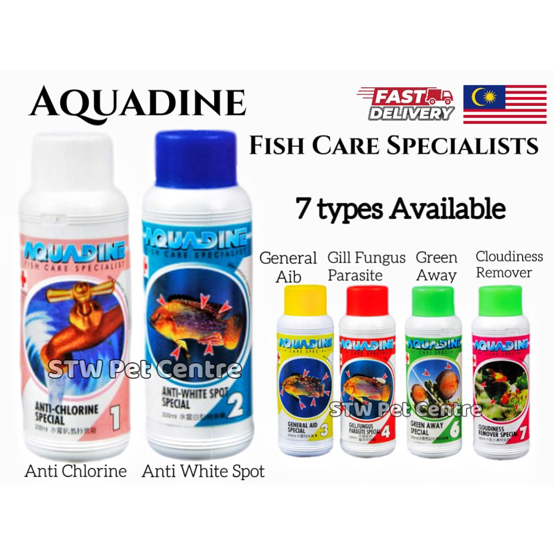 Aquadine Anti-Chlorine Fish Care Anti White Spot Gill Fungus Parasite ...