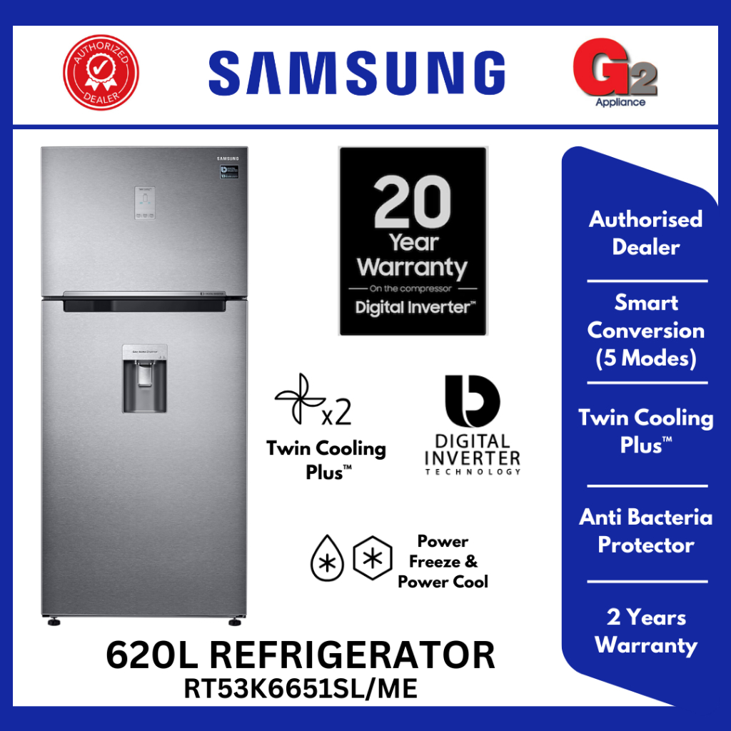 SAMSUNG 620L TOP MOUNT FREEZER WITH TWIN COOLING PLUS™ REFRIGERATOR RT ...