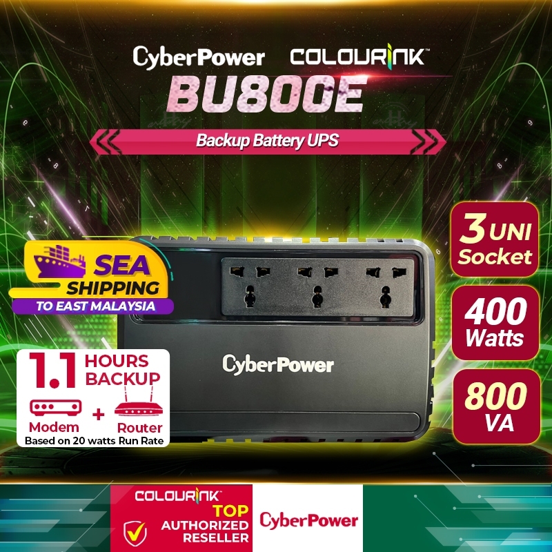 Cyberpower BU1000E 1000VA 600W UPS Backup Battery Power Supply Build In ...