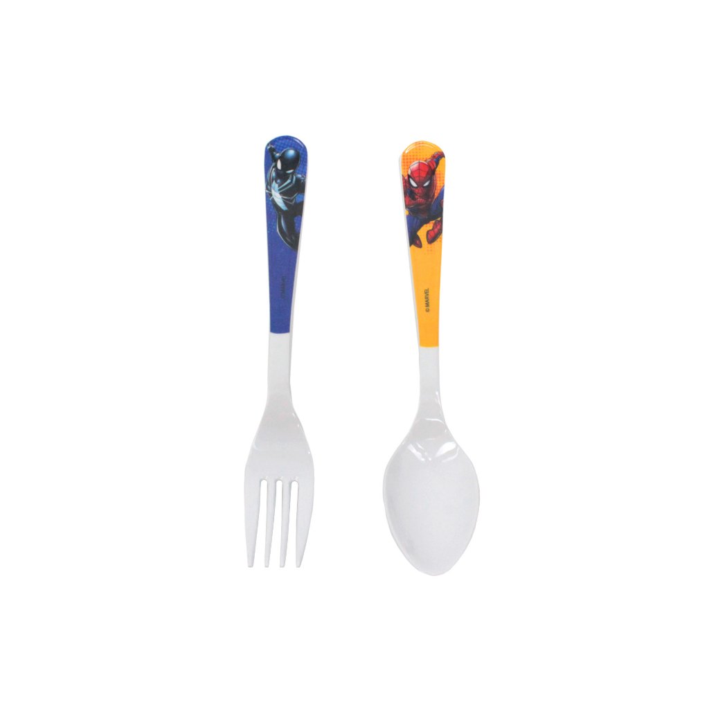 Marvel Spiderman Children Fork And Spoon Set - Melamine Material Blue ...