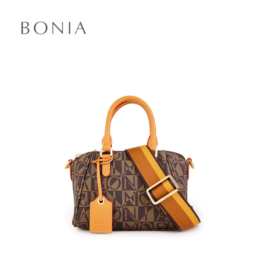 Bonia Medium Brown Monogram Mini Satchel Bag | Beg satchel | Shopee Malaysia