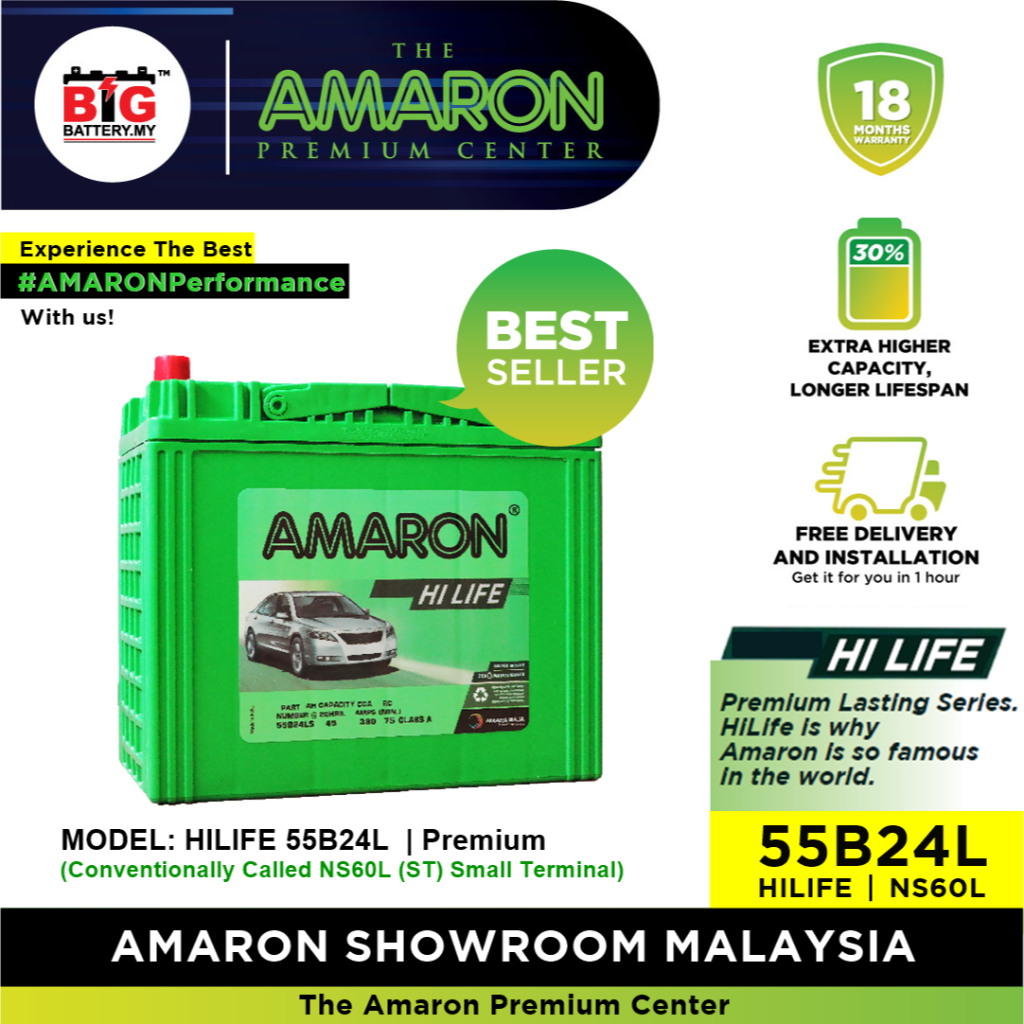 [Professional Replacement] 55B24L | NS60L | AMARON HILIFE Series | Almera Livina Wish Sienta ...