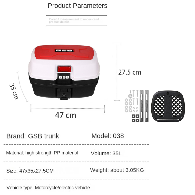 47L Box GSB Box Motor Top Box Motorcycle Storage Waterproof Givi Style ...
